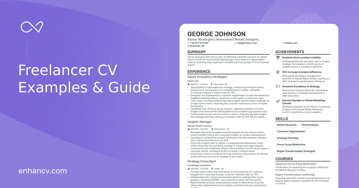 Freelancer CV Examples & Guide for 2026