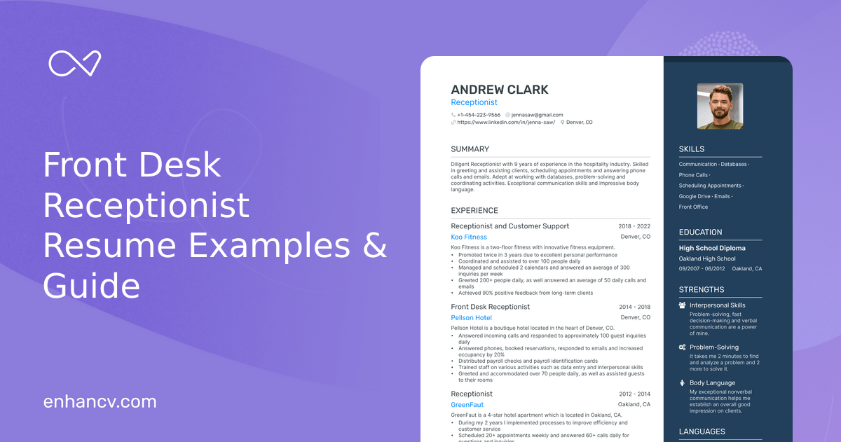 9 Front Desk Receptionist Resume Examples & Guide For 2024