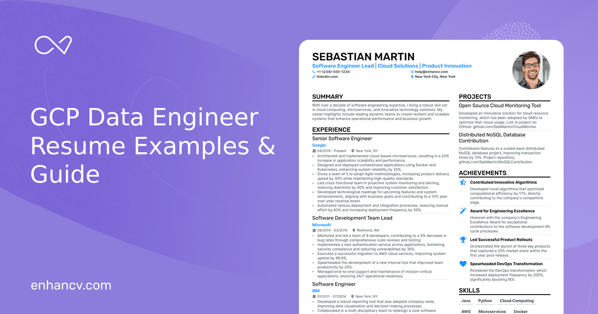 10 GCP Data Engineer Resume Examples & Guide for 2024