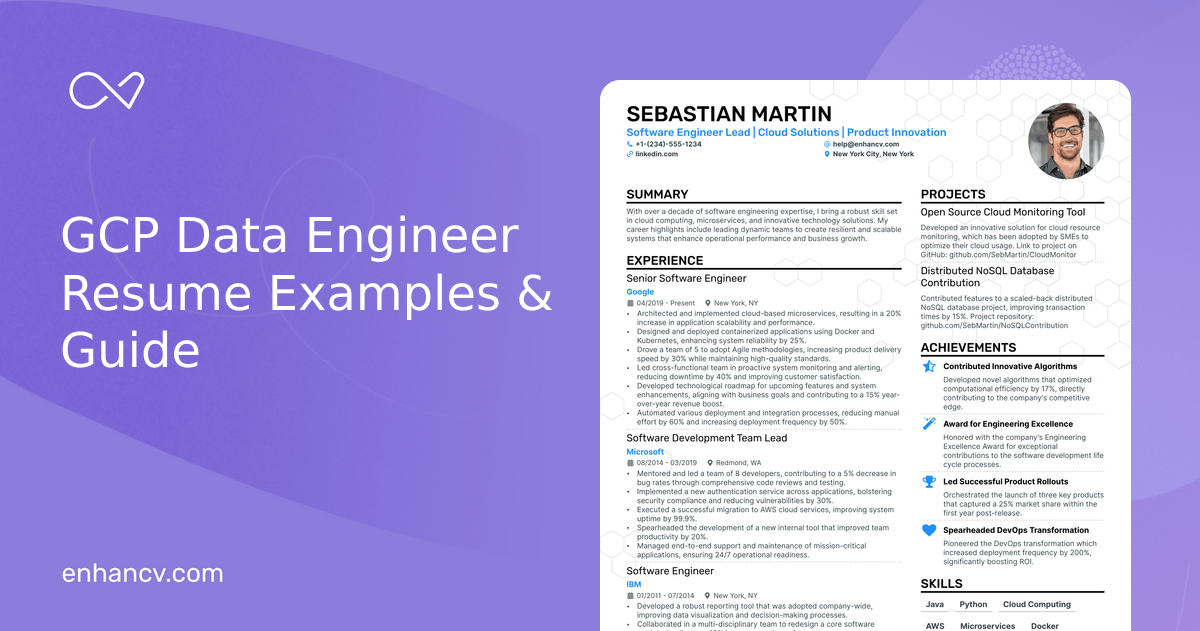 5 GCP Data Engineer Resume Examples & Guide for 2024