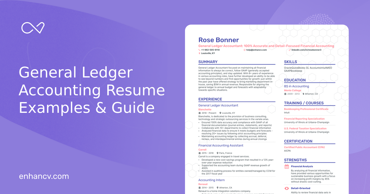 5 General Ledger Accounting Resume Examples & Guide for 2024