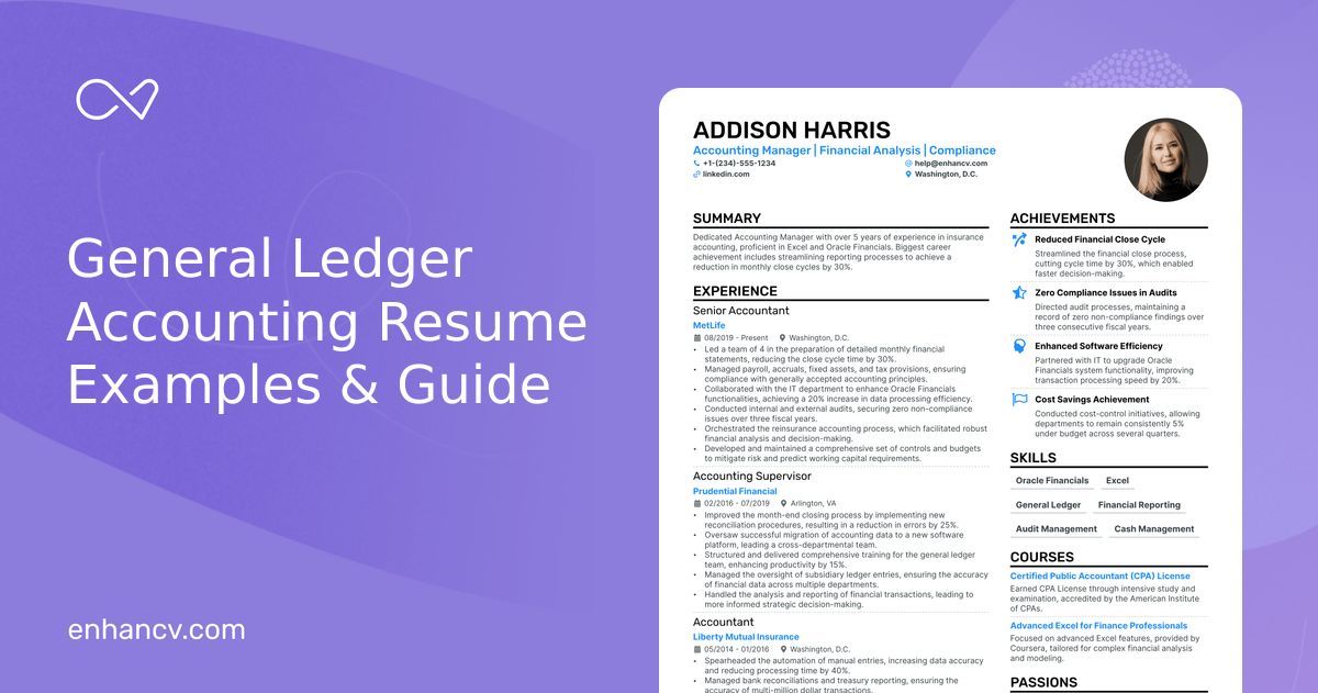 10 General Ledger Accounting Resume Examples & Guide for 2024