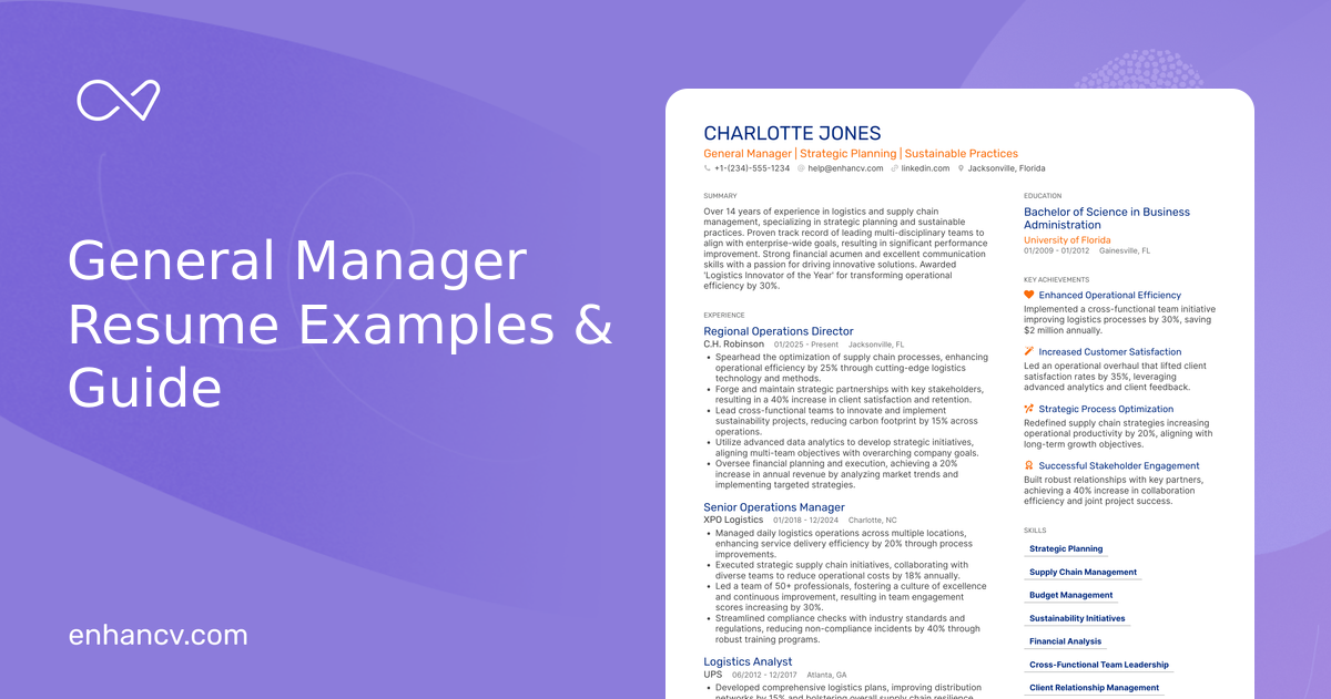 28 General Manager Resume Examples & Guide for 2026