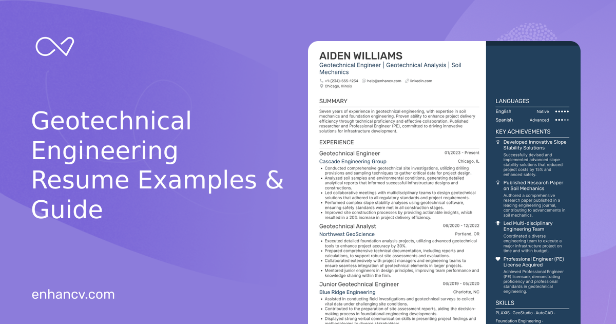 10 Geotechnical Engineering Resume Examples & Guide for 2026