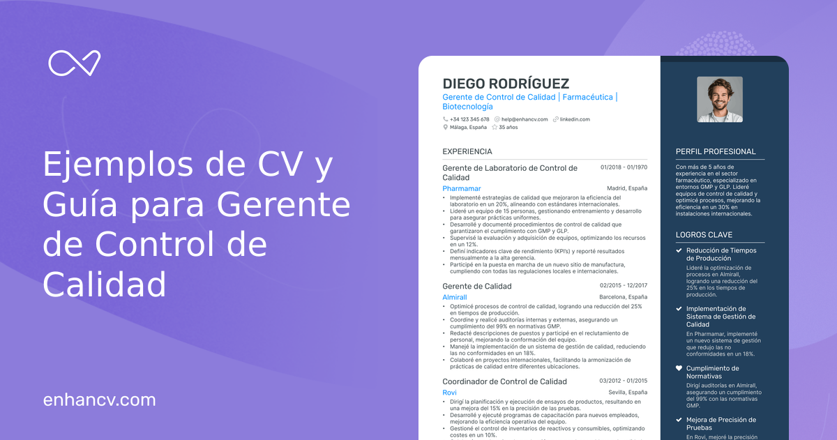 Ejemplo de Currículum de Gerente de Control de Calidad que Consiguió Empleo y Consejos para 2025