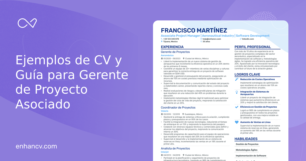 Ejemplo de Currículum de Gerente de Proyecto Asociado que Consiguió ...