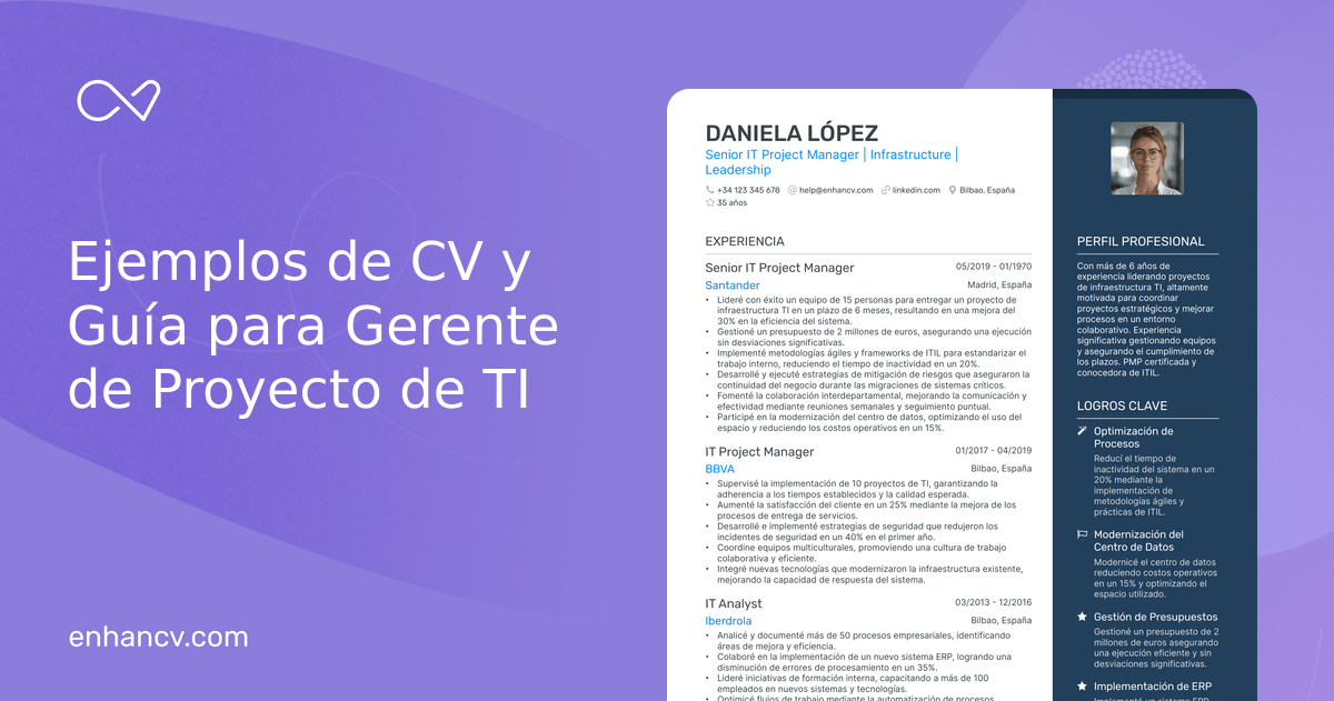 Ejemplo de Currículum de Gerente de Proyecto de TI que Consiguió Empleo ...