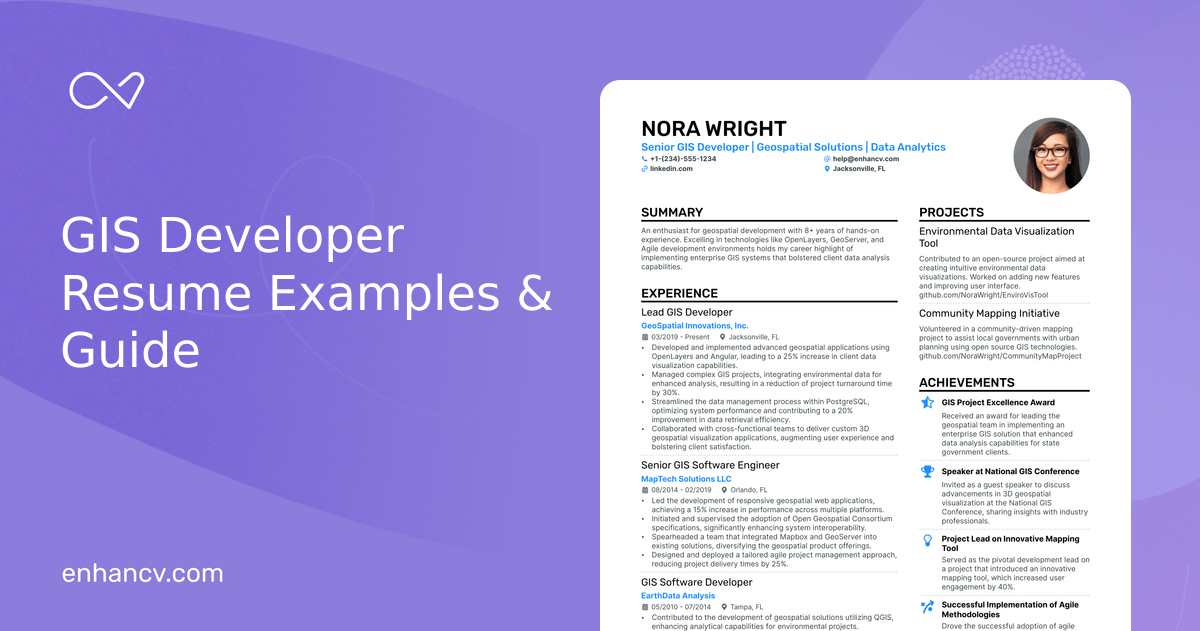 10 GIS Developer Resume Examples & Guide for 2024