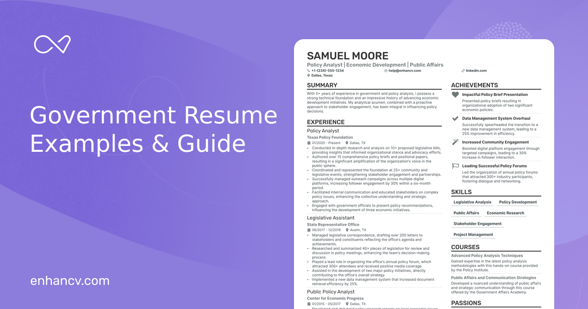 10 Government Resume Examples & Guide for 2024