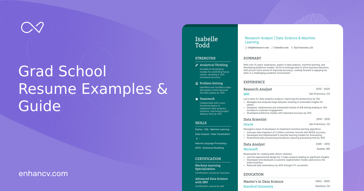 5 Grad School Resume Examples & Guide for 2024