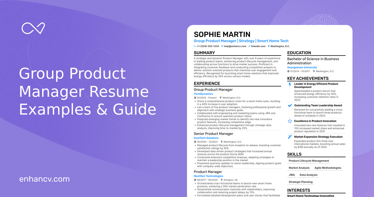 10 Group Product Manager Resume Examples & Guide for 2025