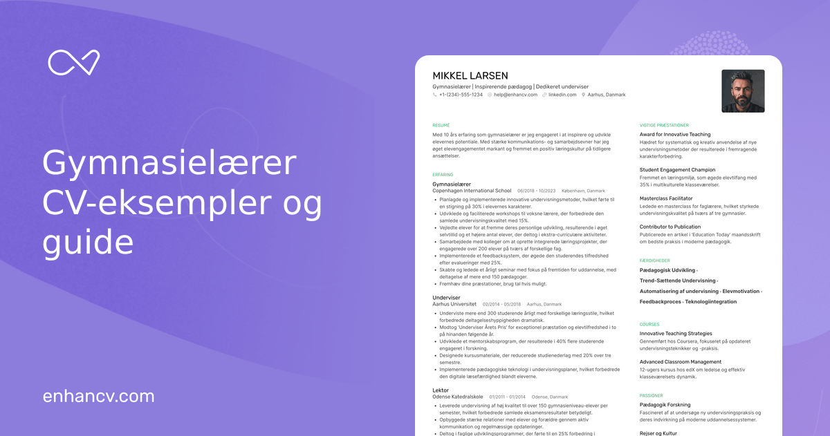 16 CV-eksempler til Gymnasielærer