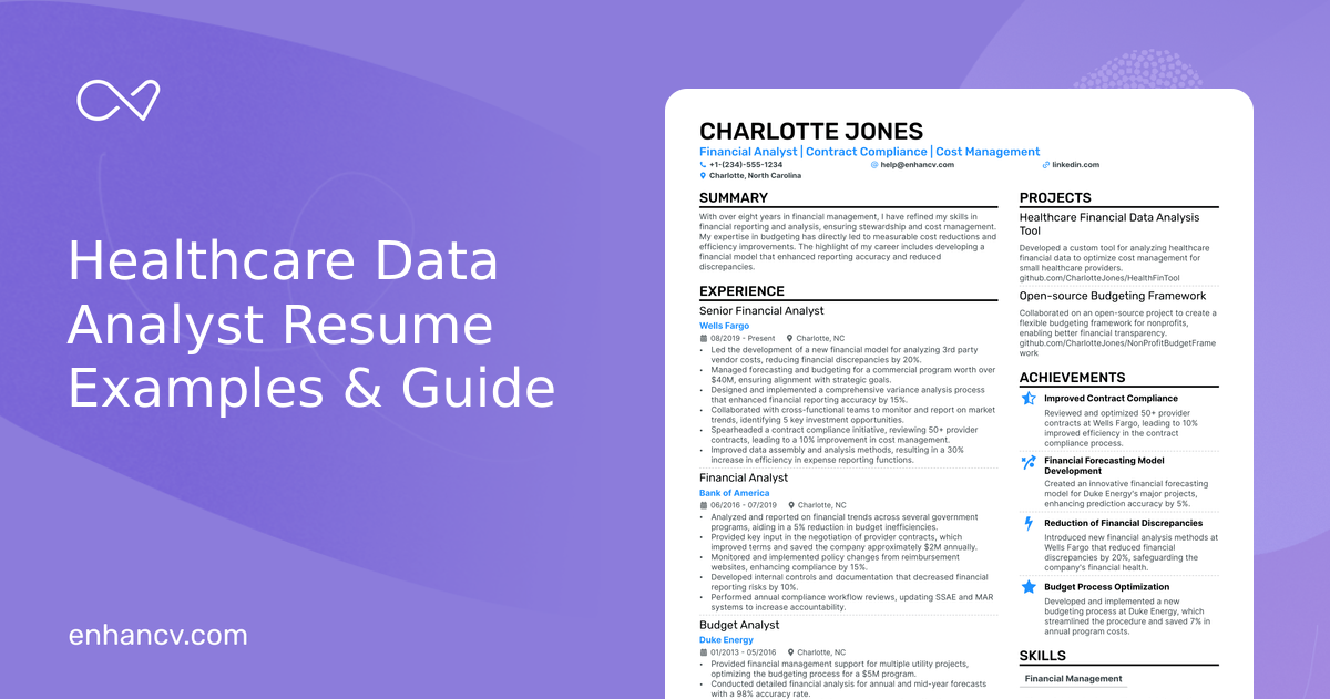 10 Healthcare Data Analyst Resume Examples & Guide for 2024