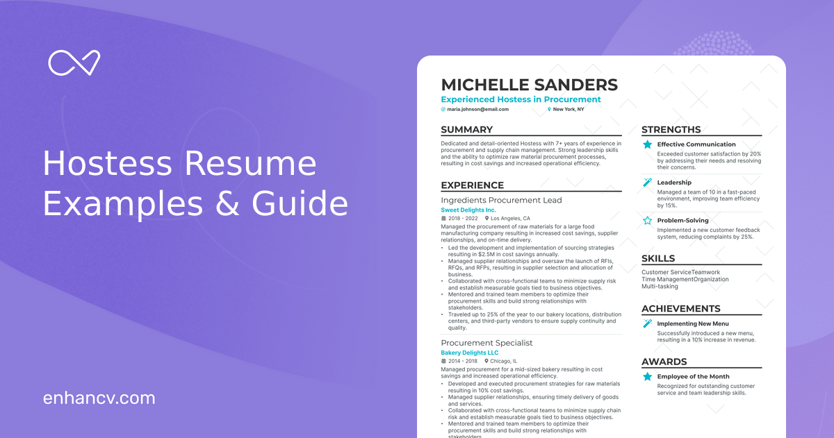 3 Hostess Resume Examples & Guide for 2024