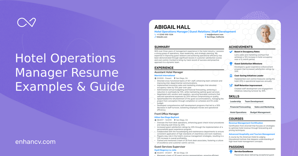 5 Hotel Operations Manager Resume Examples & Guide for 2024
