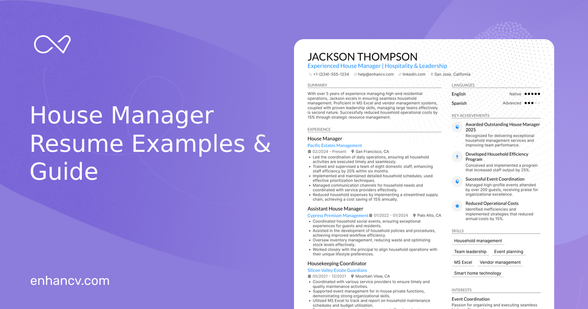 5 House Manager Resume Examples That Got Jobs for 2026