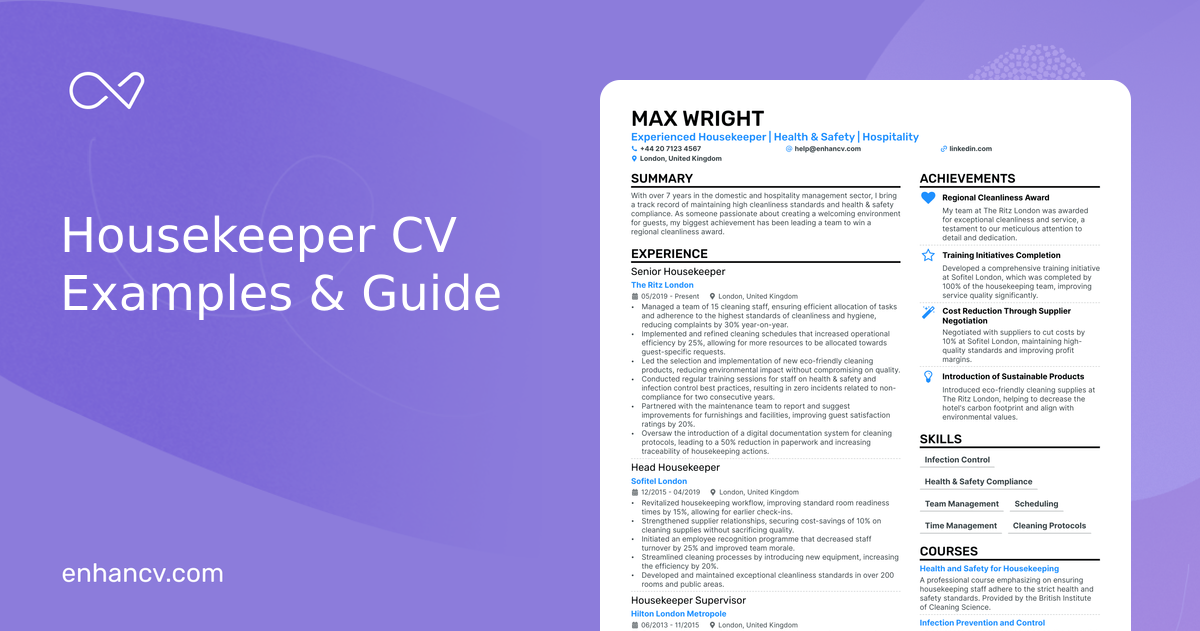 Housekeeper CV Examples & Guide for 2026