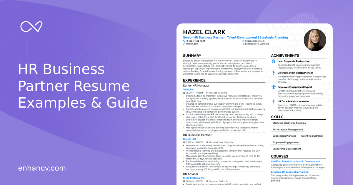 5 HR Business Partner Resume Examples & Guide for 2024