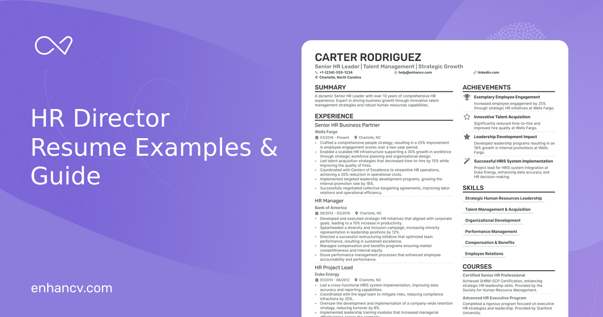 10 HR Director Resume Examples & Guide for 2024