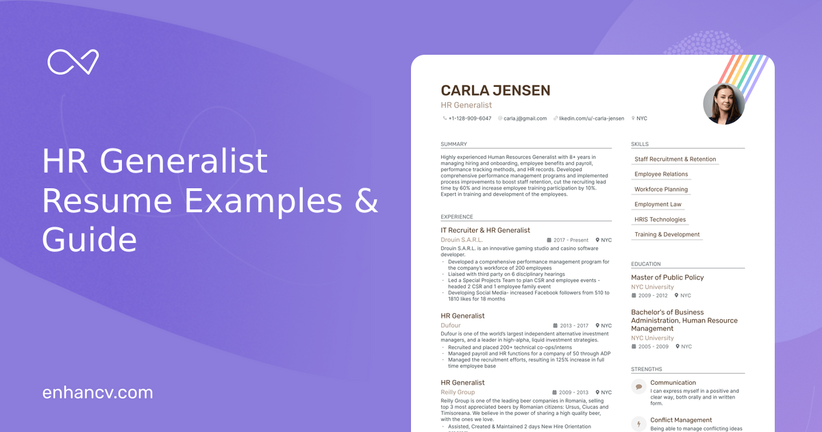 5 HR Generalist Resume Examples & Guide for 2024
