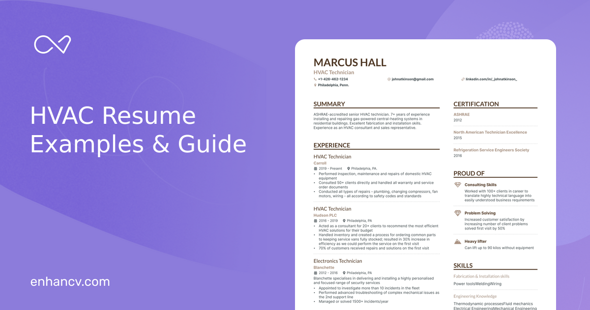 5 HVAC Resume Examples & Guide for 2024