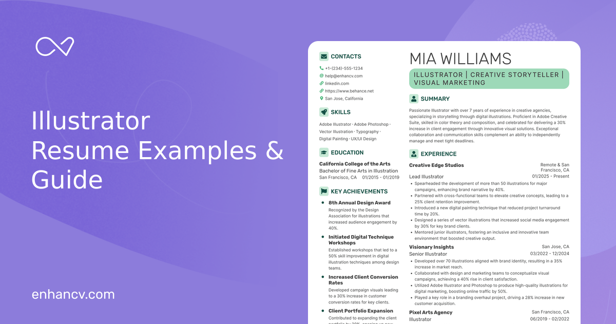 19 Illustrator Resume Examples & Guide for 2026