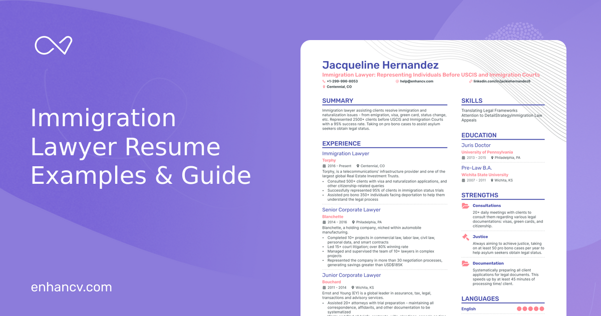 5 Immigration Lawyer Resume Examples & Guide for 2024