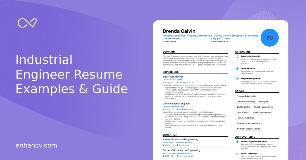 21 Industrial Engineer Resume Examples & Guide for 2026