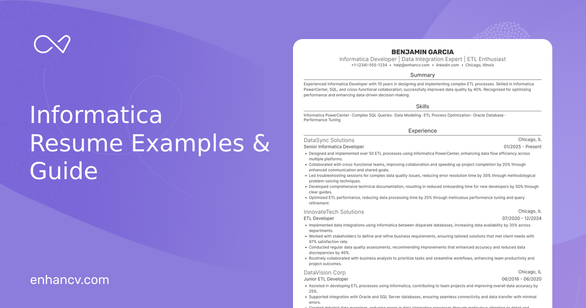 18 Informatica Resume Examples & Guide for 2026