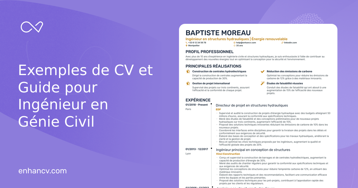 Exemple de CV de Ingénieur en Génie Civil qui a Obtenu un Emploi et ...