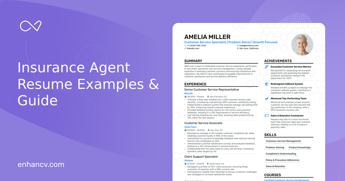 5 Insurance Agent Resume Examples & Guide for 2024