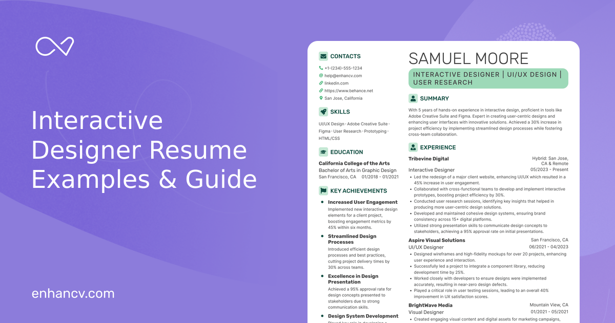 10 Interactive Designer Resume Examples & Guide for 2026