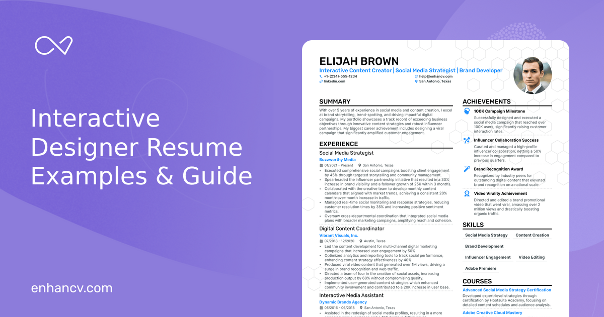5 Interactive Designer Resume Examples & Guide for 2024