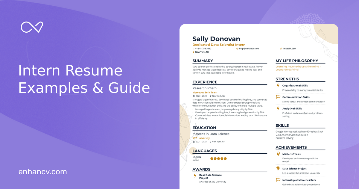 5 Intern Resume Examples & Guide for 2024