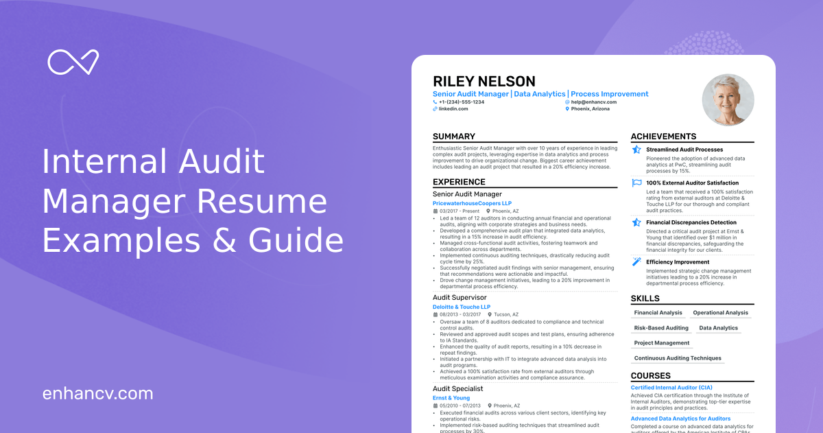 10 Internal Audit Manager Resume Examples & Guide for 2024