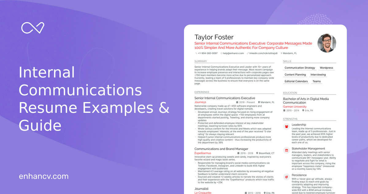 5 Internal Communications Resume Examples & Guide for 2024
