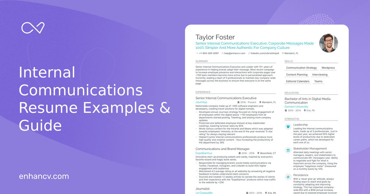 5 Internal Communications Resume Examples & Guide for 2024