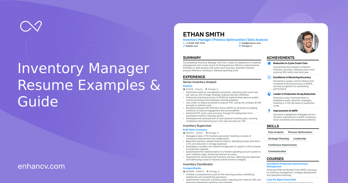 10 Inventory Manager Resume Examples & Guide for 2024