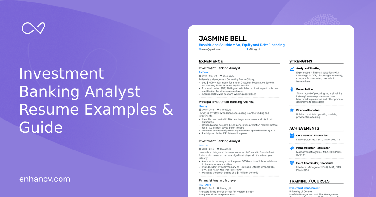 5 Investment Banking Analyst Resume Examples & Guide for 2024