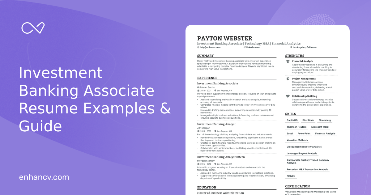 10 Investment Banking Associate Resume Examples & Guide for 2024