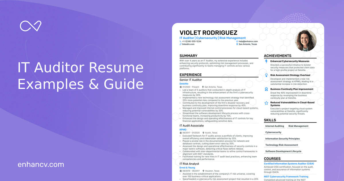 5 IT Auditor Resume Examples & Guide for 2024