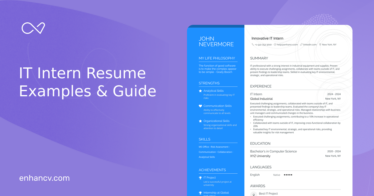 5 IT Intern Resume Examples & Guide for 2024