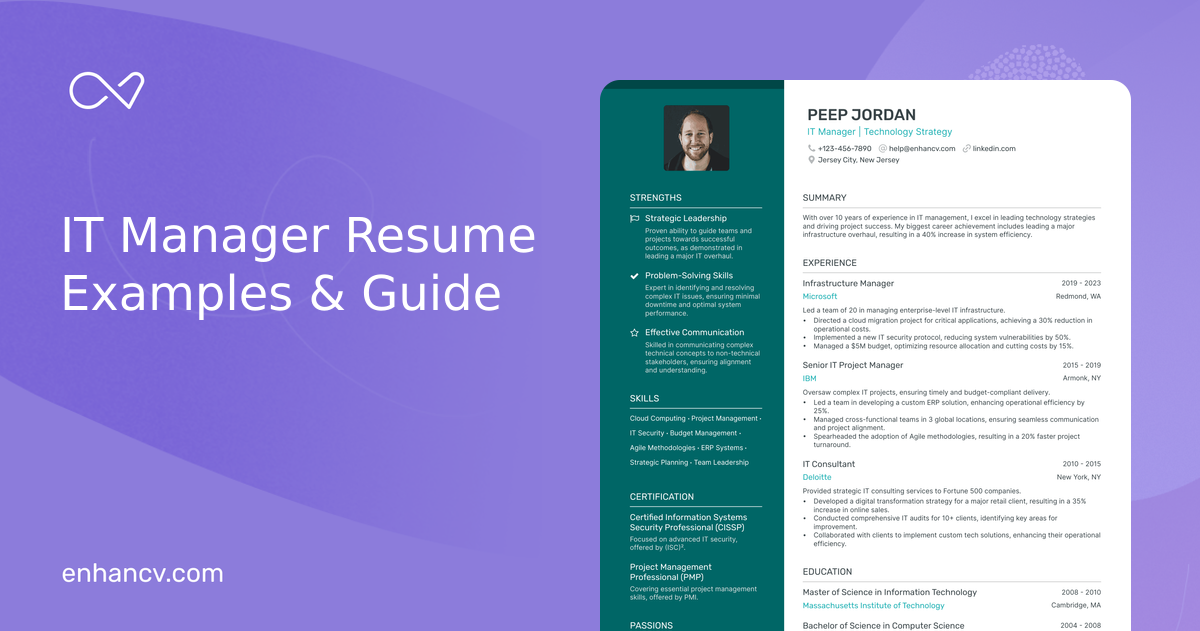 27 IT Manager Resume Examples & Guide for 2026