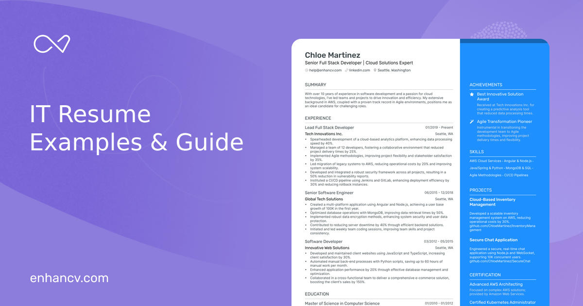 22 IT Resume Examples & Guide for 2026