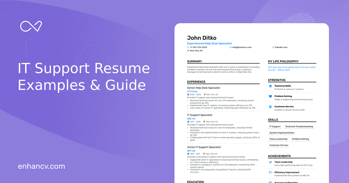 7 IT Support Resume Examples - November 2024