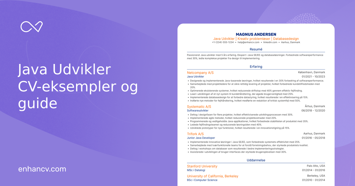 16 CV-eksempler til Java Udvikler