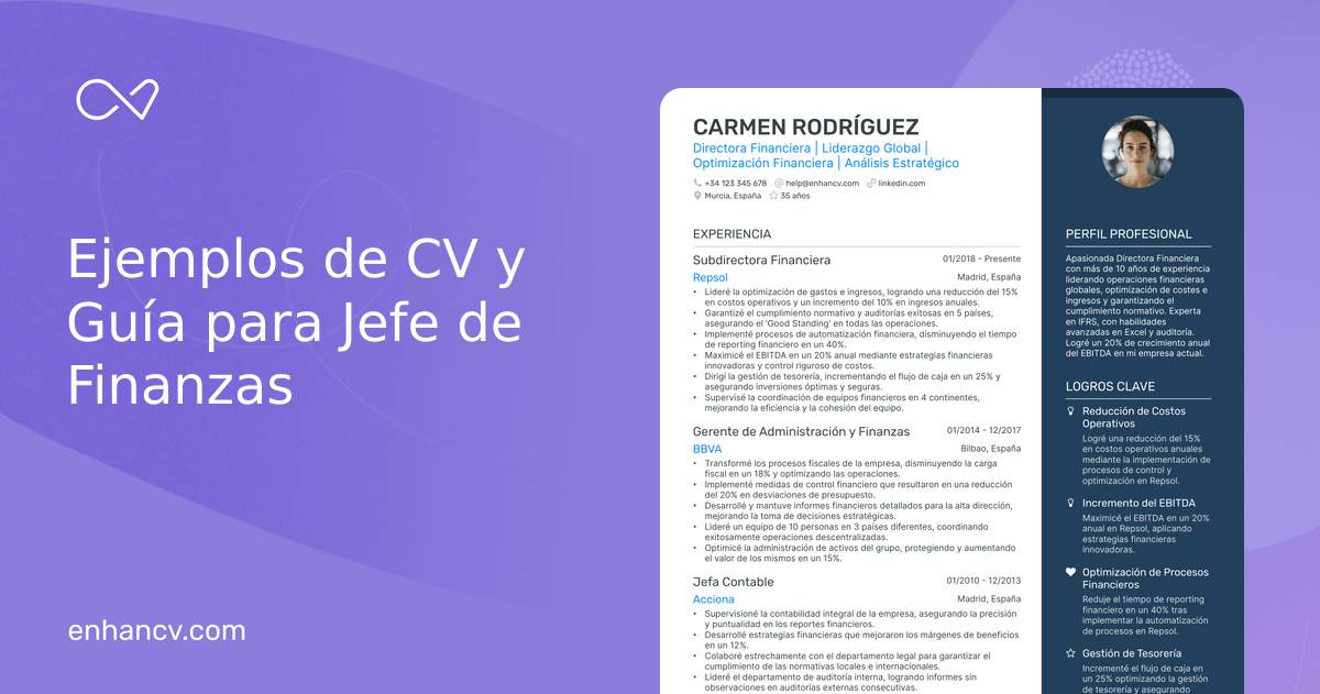 Ejemplo de Currículum de Jefe de Finanzas que Consiguió Empleo y ...