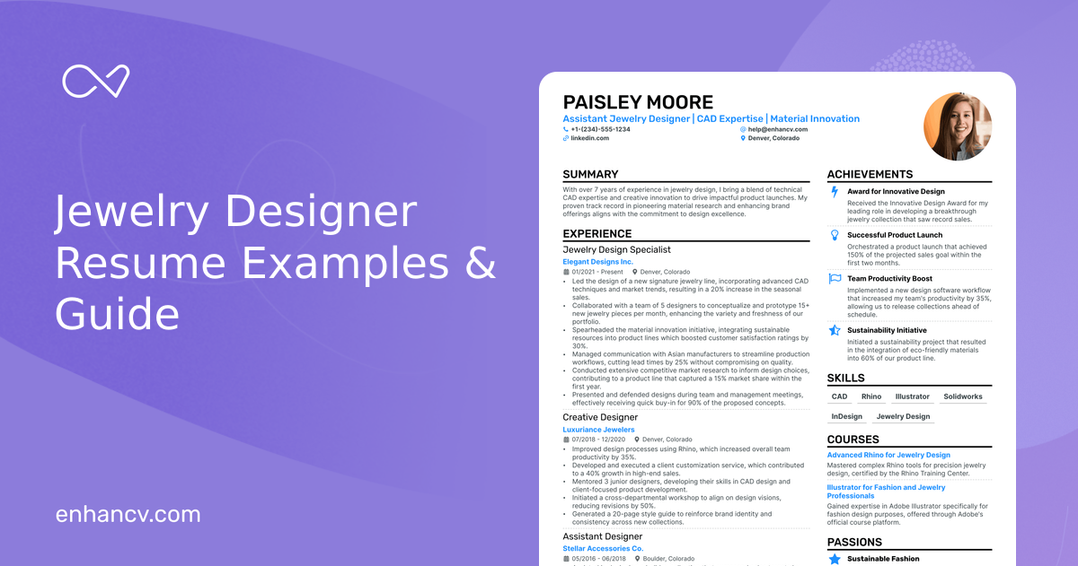 10 Jewelry Designer Resume Examples & Guide for 2024