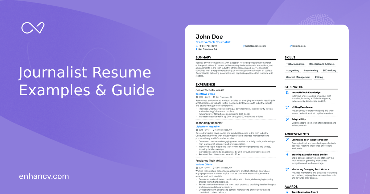 8 Journalist Resume Examples & Guide for 2024