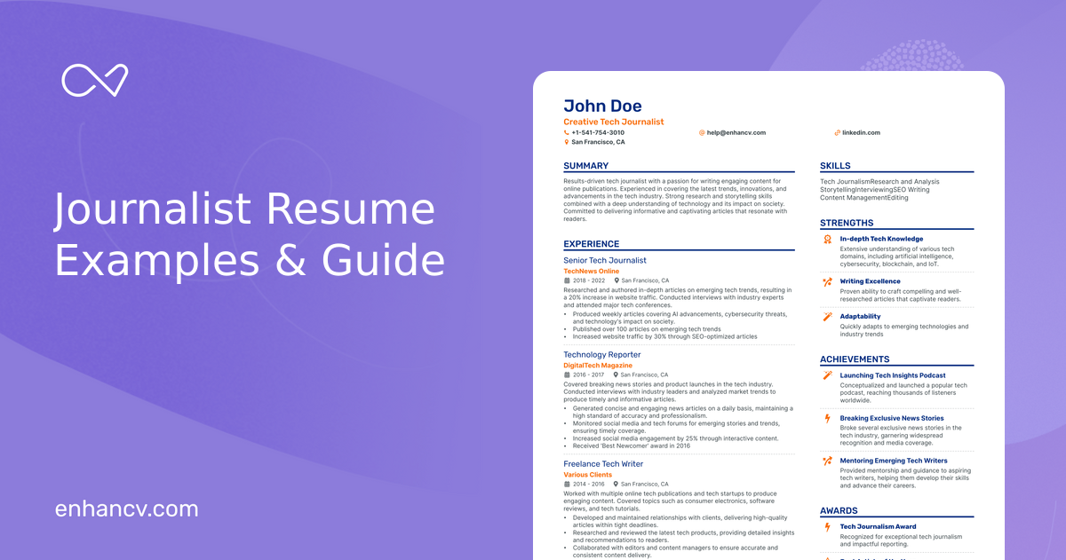 8 Journalist Resume Examples & Guide for 2024